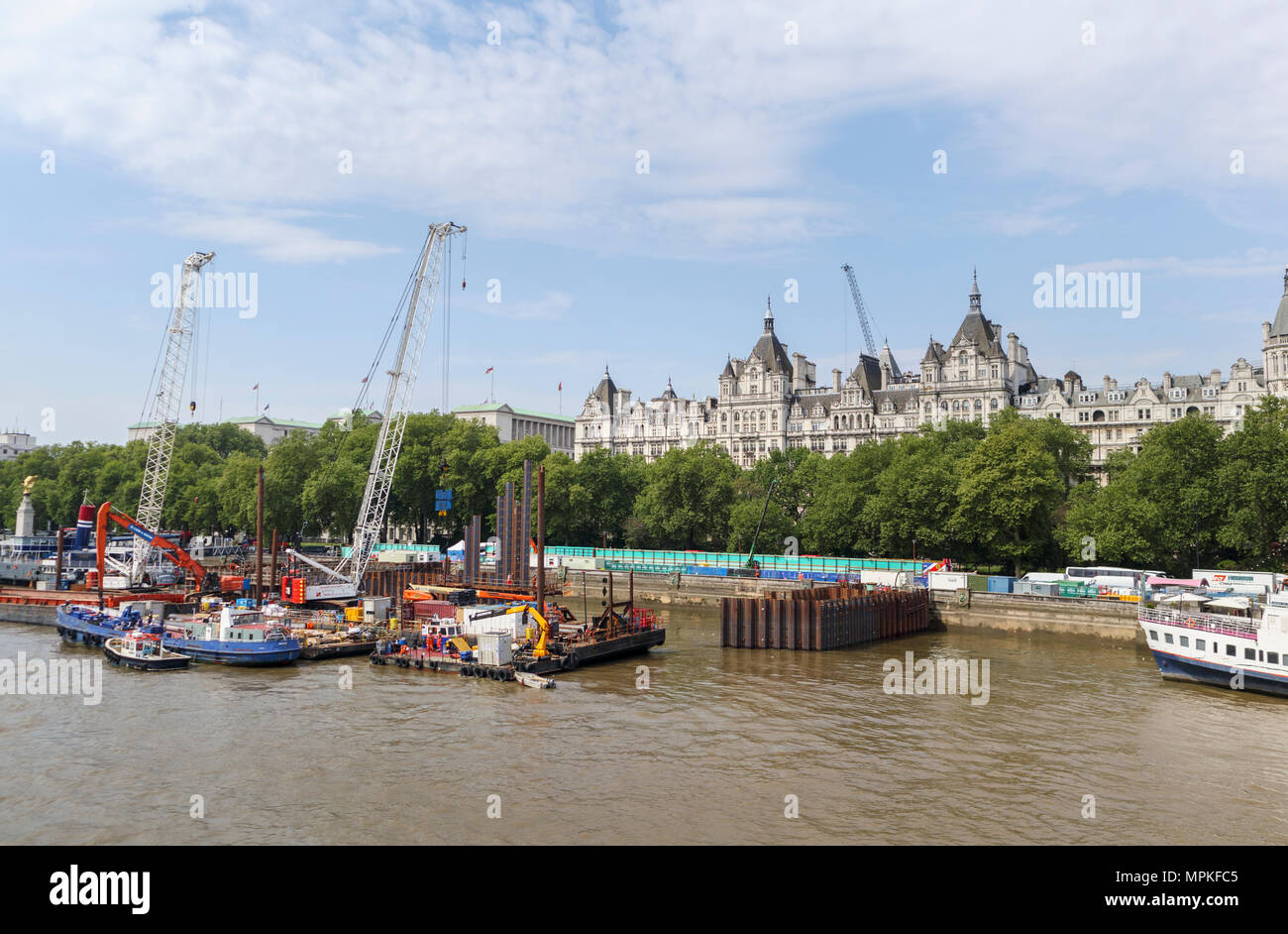 One Whitehall Place behind Thames Tideway Tunnel works on Victoria ...