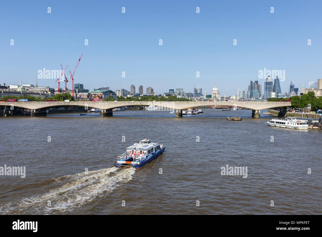 Thames clipper River Thames catamaran riverbus at London Bridge City ...