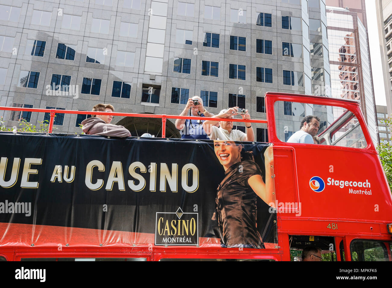 Montreal Canada,Quebec Province,Avenue McGill,red tour bus,coach,double ...