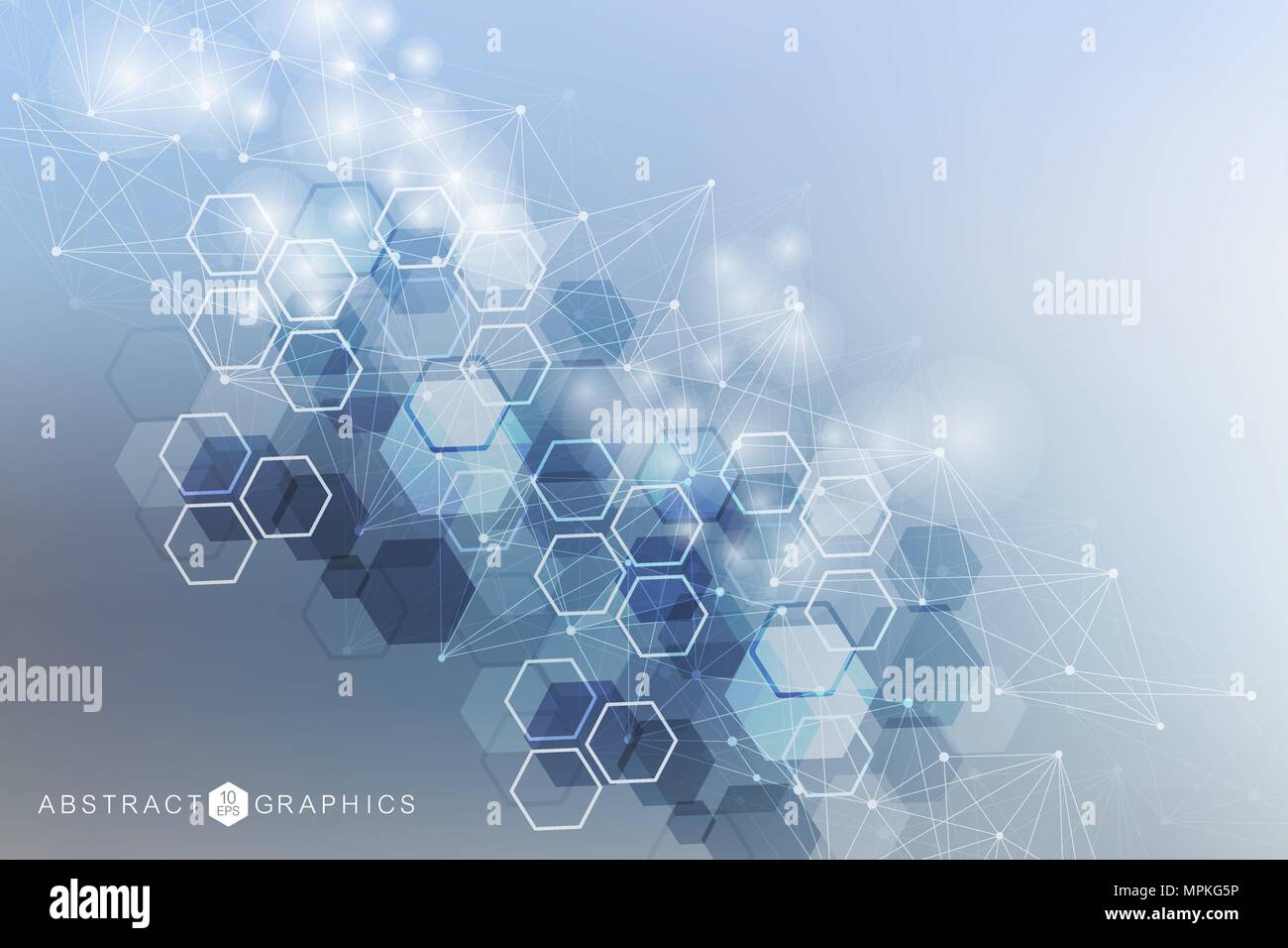 Hexagonal abstract background. Big Data Visualization. Global network connection. Medical ...