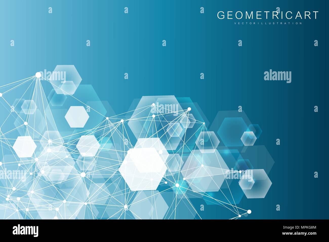 Hexagonal abstract background. Big Data Visualization. Global network connection. Medical ...