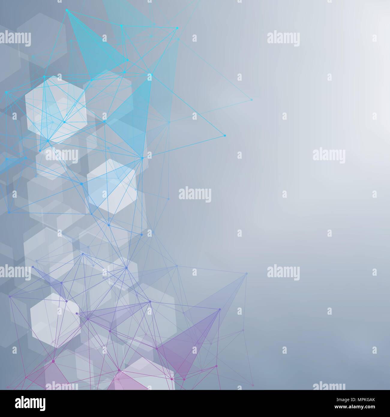 Hexagonal abstract background. Big Data Visualization. Global network ...