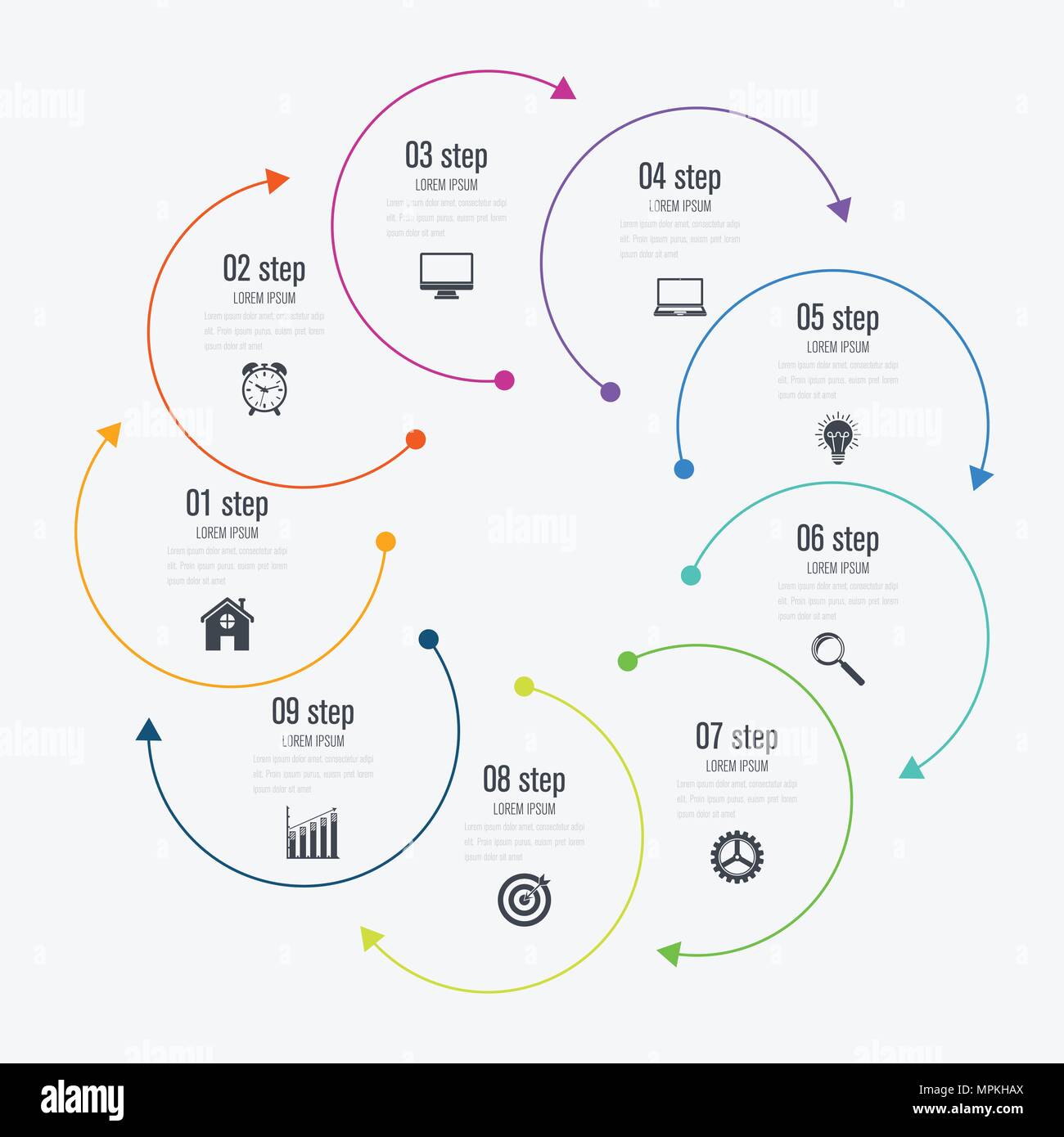 9 step infographics hi-res stock photography and images - Alamy