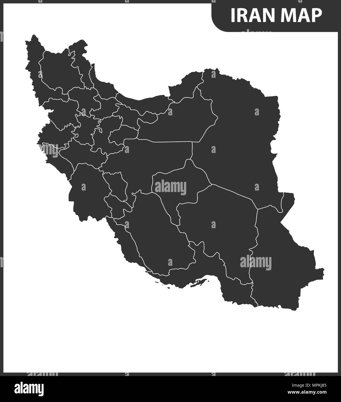 The detailed map of Iran with regions or states. Administrative ...
