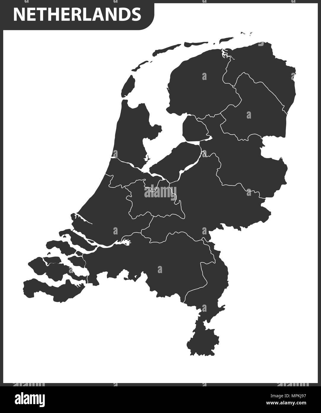 The detailed map of Netherlands with regions. Administrative division ...