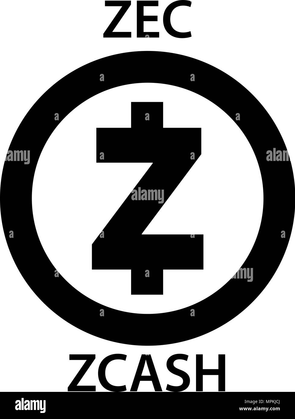 Zcash Coin cryptocurrency blockchain icon. Virtual electronic, internet ...