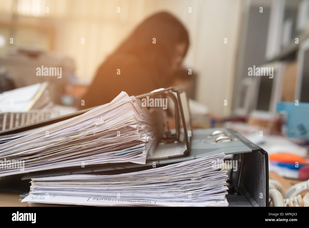 Files stack on the desk in the office Stock Photo - Alamy