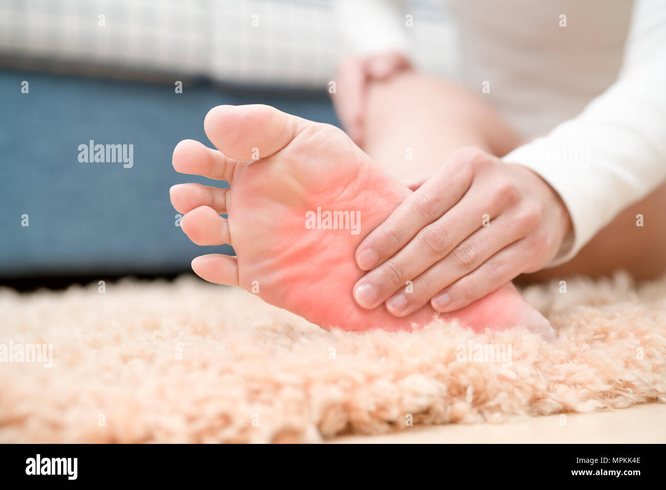 foot ankle injury pain women touch her foot painful, healthcare and ...