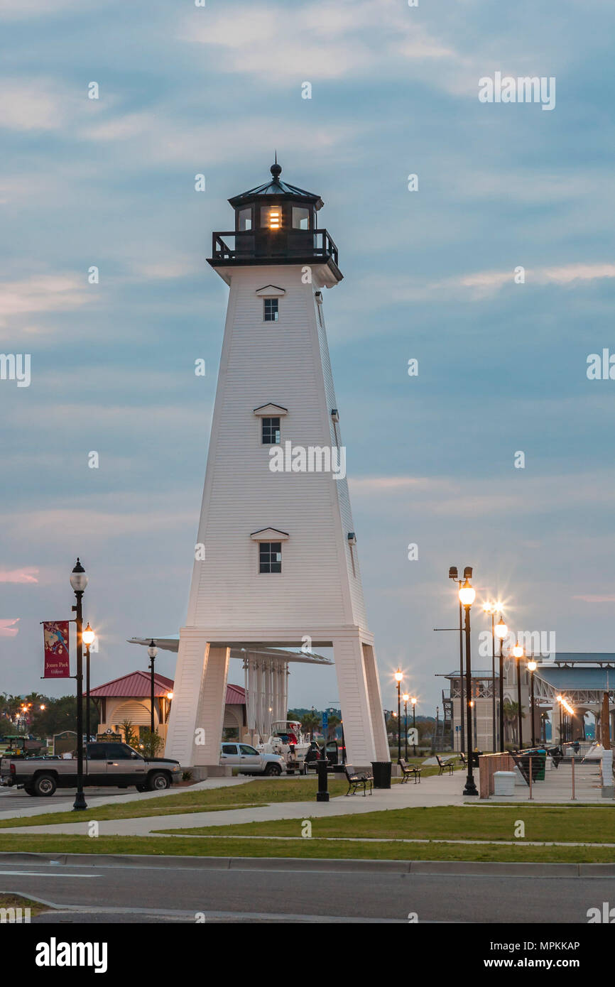 Lighthouse at the Gulfport Small Craft Harbor in Gulfport, Mississippi ...