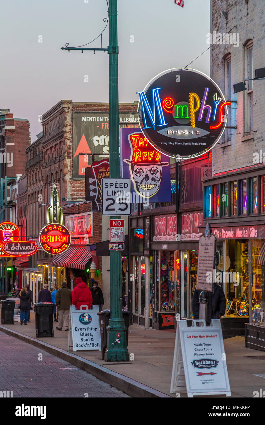 Historic Beale Street, known as the Home of the Blues in Memphis ...