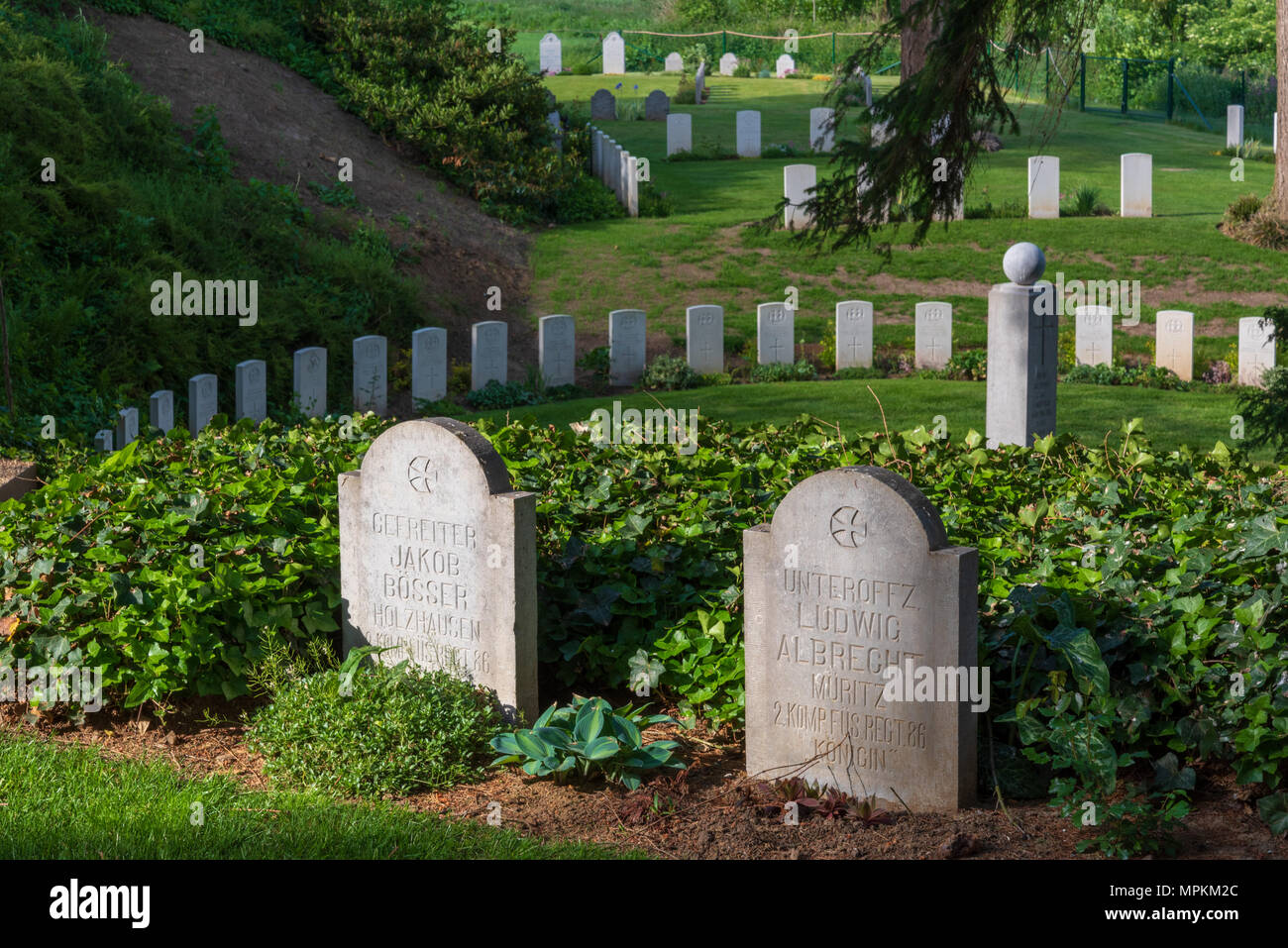 German and British war graves at St Symphorien Military Cemetery near ...