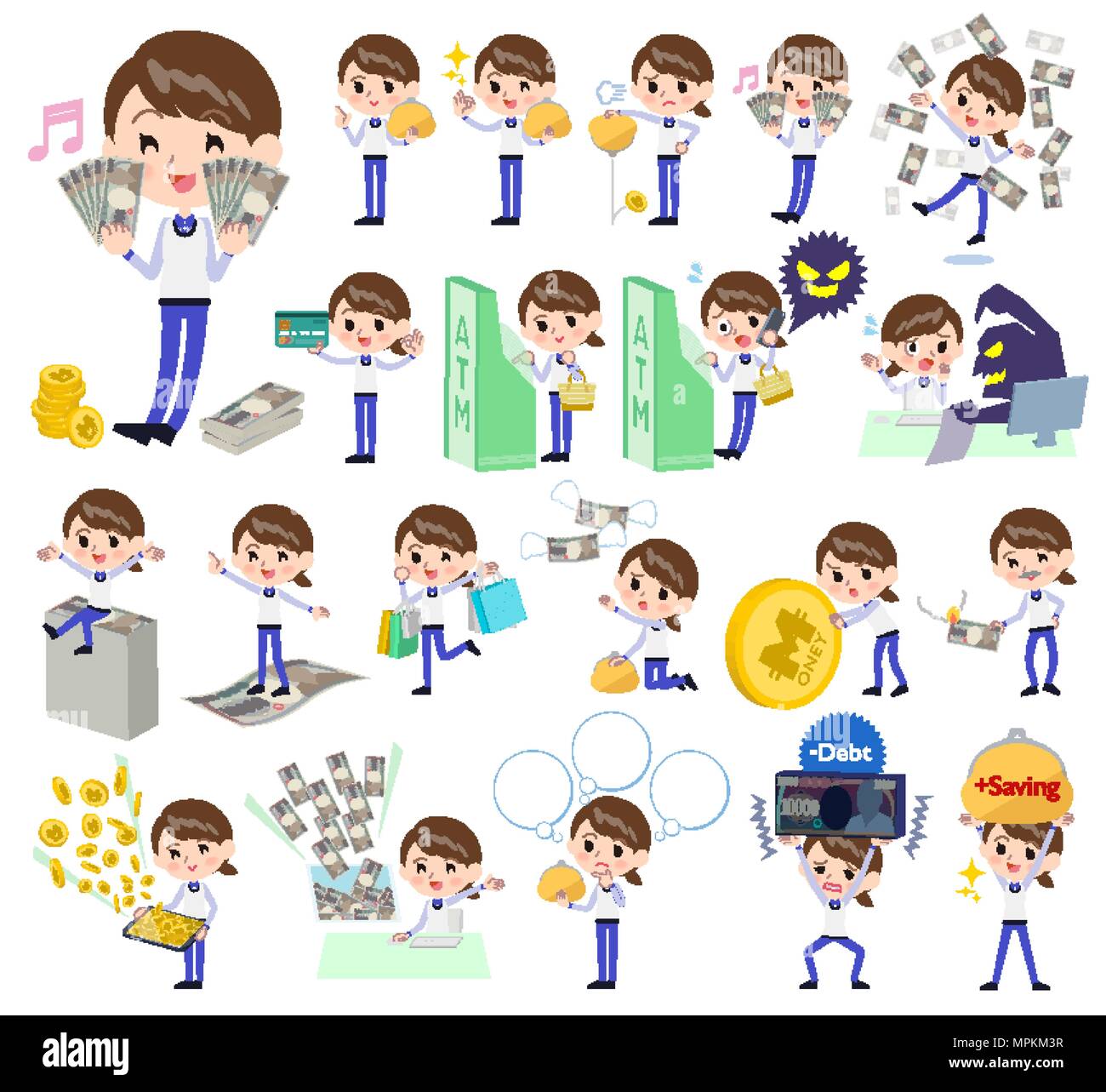 Store staff Blue uniform women money Stock Vector Image & Art - Alamy