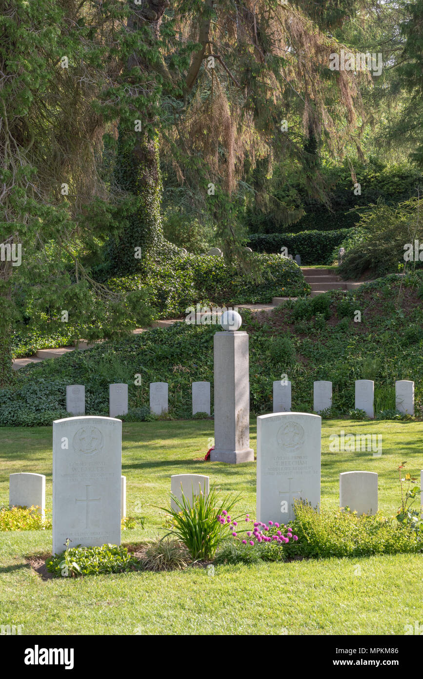 German memorial to the "Royal" Middlesex Regiment surrounded by a ...
