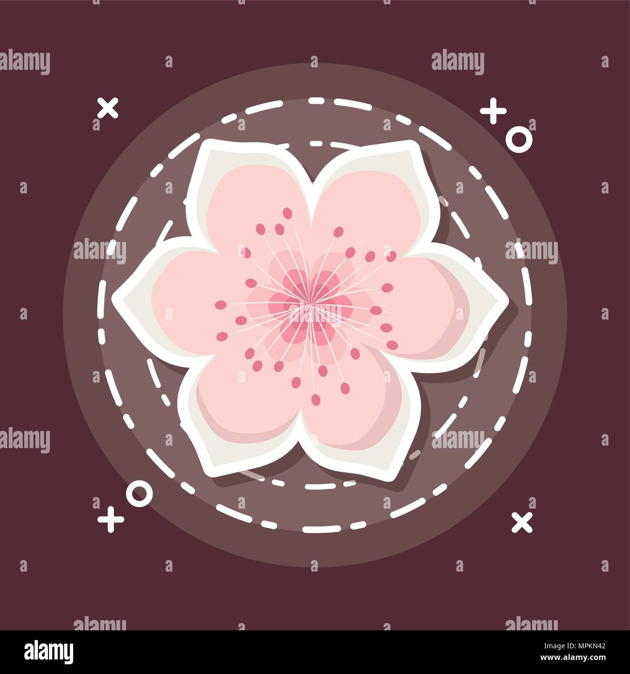 blossom flower icon over brown background, colorful design. vector ...