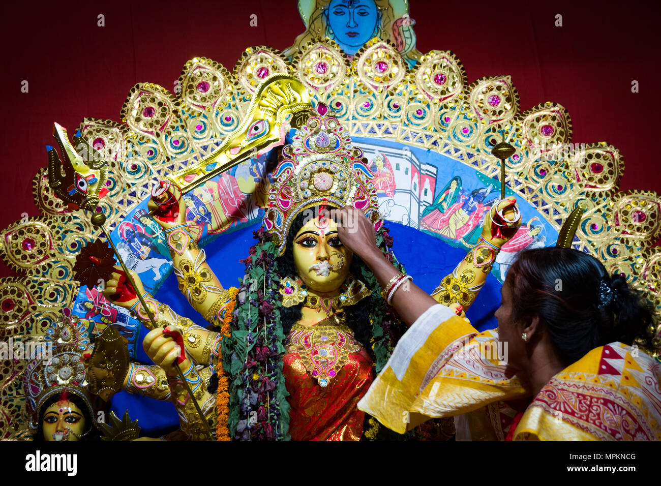 September, 2017,Kolkata,India.Durga Baran Ritual.Married ladies ...