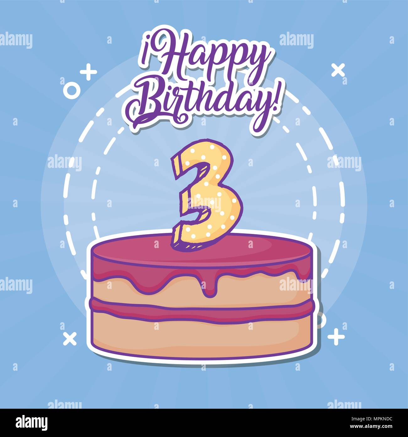 happy birthday design with birhday cake with number candle over blue ...