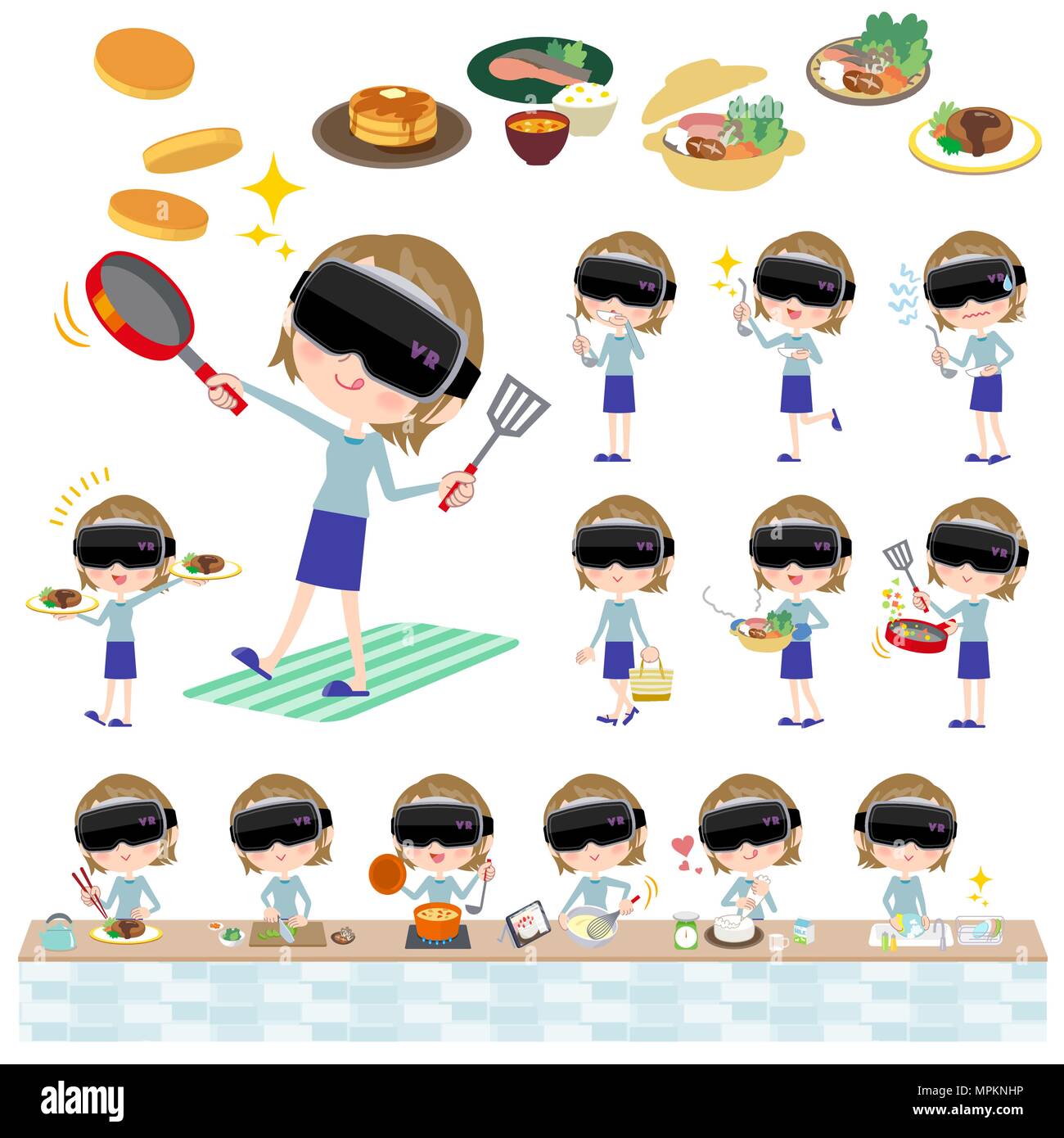 virtual reality goggle women cooking Stock Vector Image & Art - Alamy