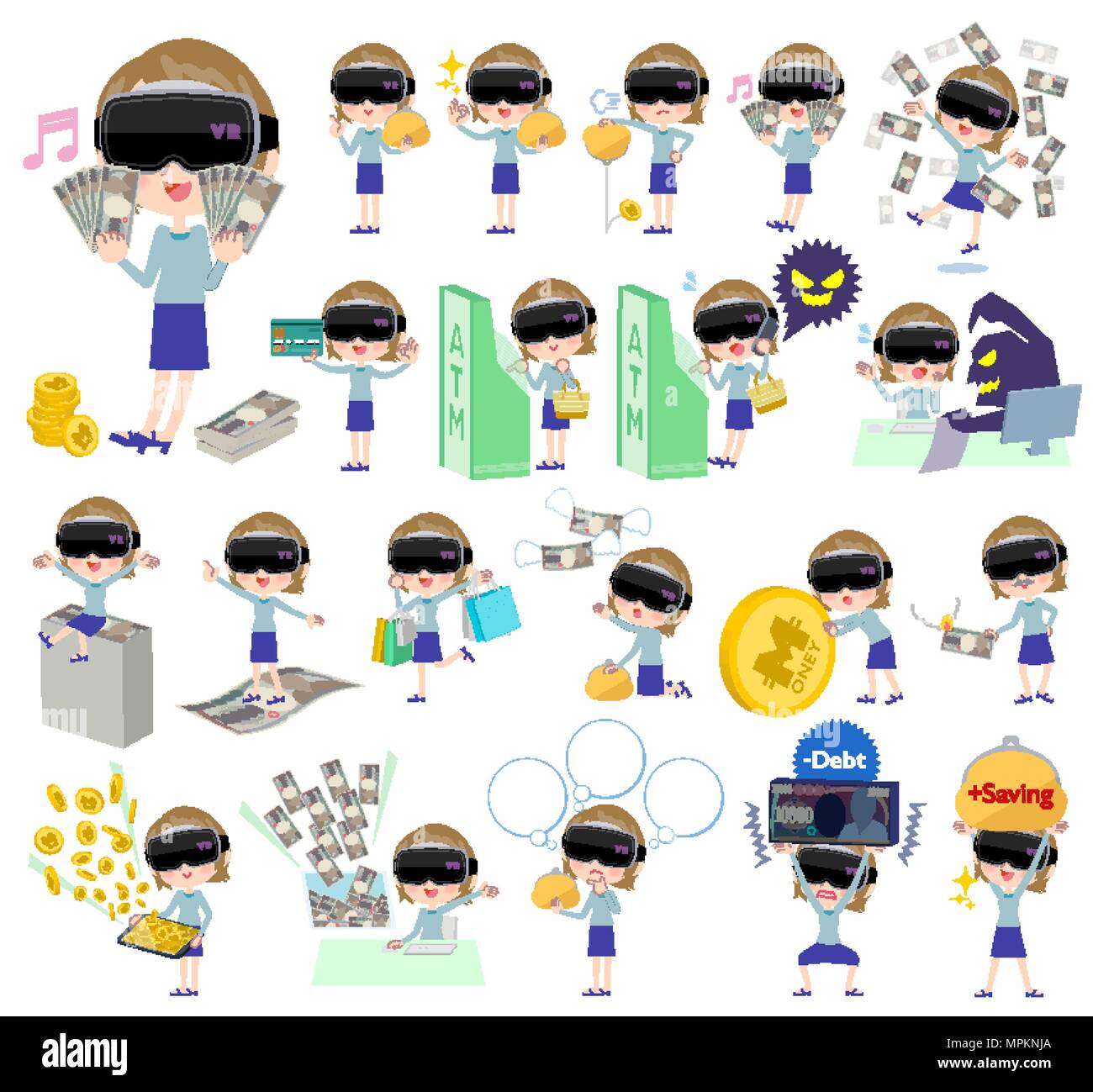 virtual reality goggle women money Stock Vector Image & Art - Alamy