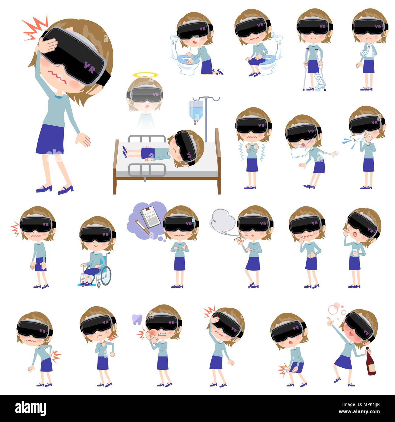 Virtual reality sickness Stock Vector Images - Alamy