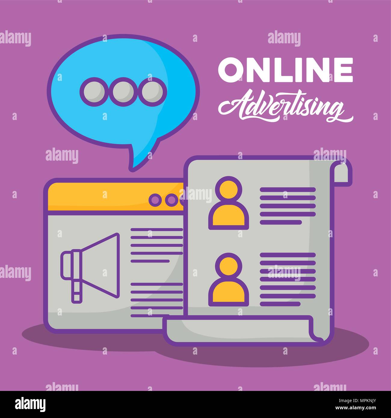 online advertising design with web interface and speech bubble over ...