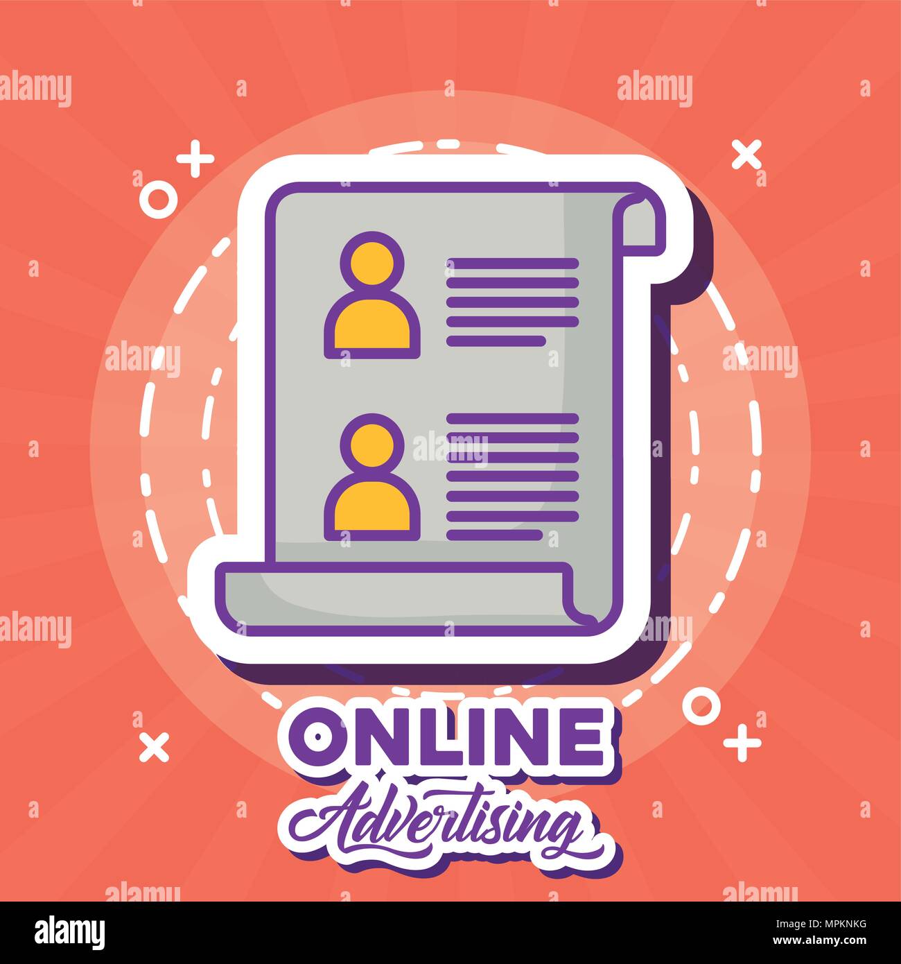 Online marketing design with document icon over orange background ...