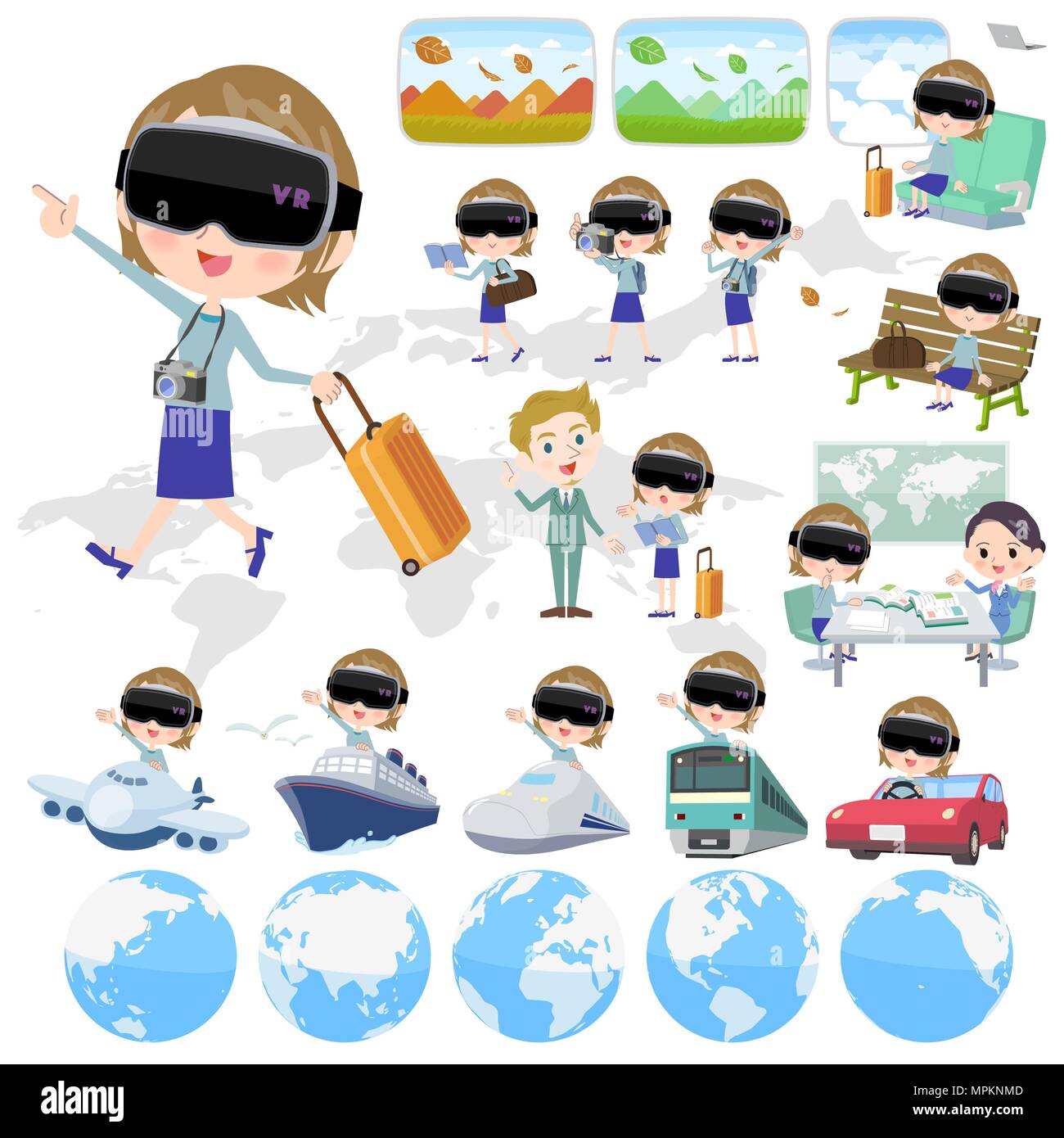 virtual reality goggle women travel Stock Vector Image & Art - Alamy