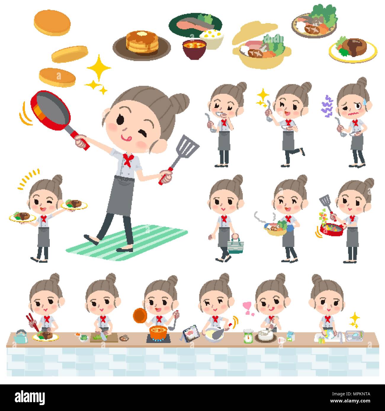 Japanese women cooking Stock Vector Images - Alamy