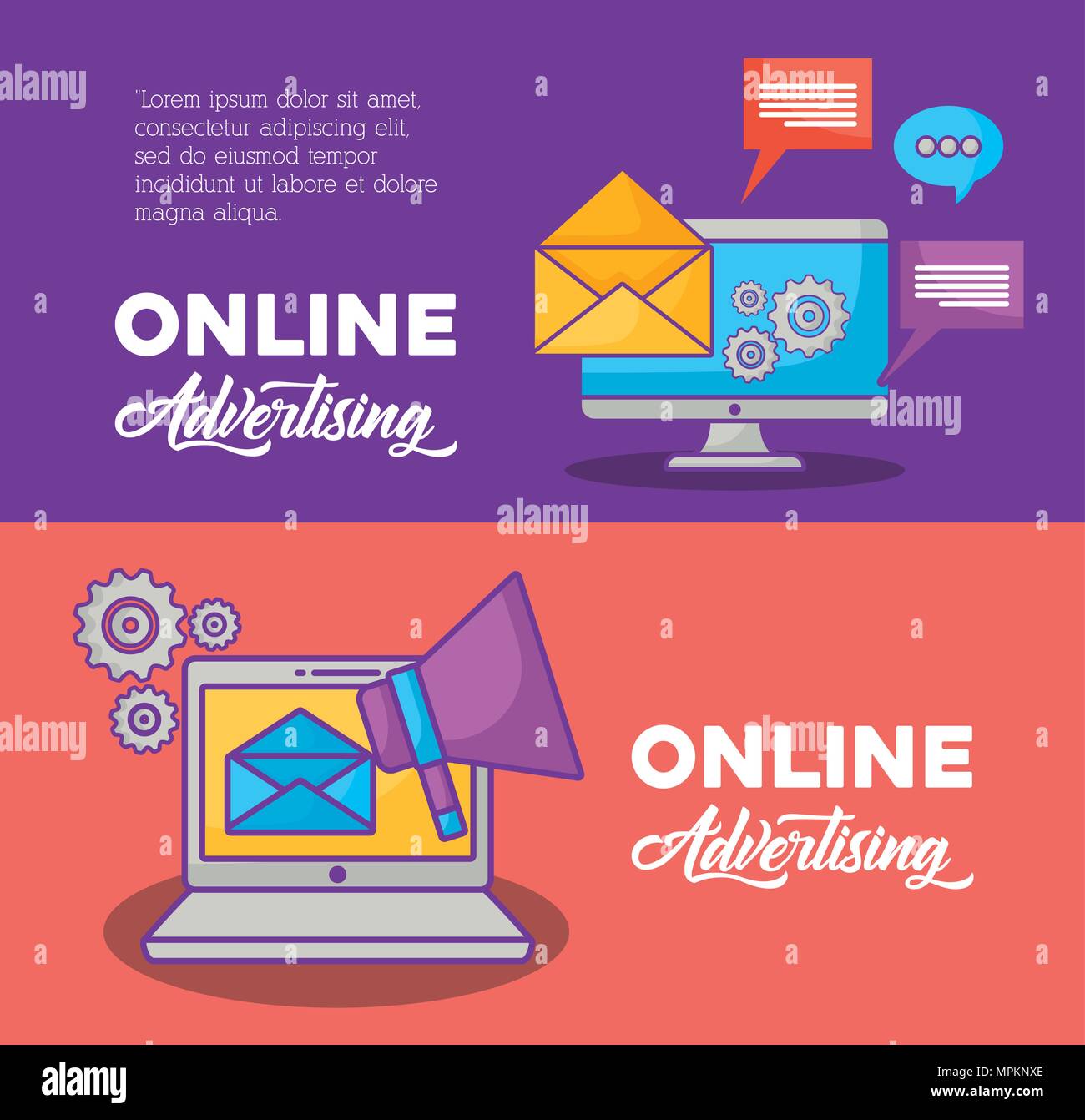 Infographic of online marketing concept with computers and related ...