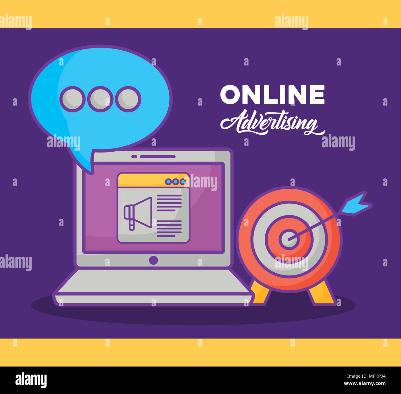 online advertising design with laptop computer and related icons over ...