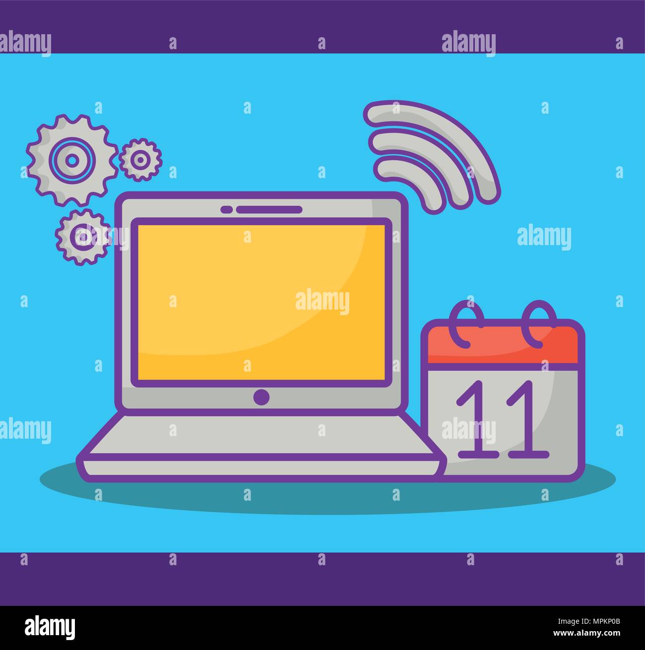 online advertising design with laptop computer and related icons over ...