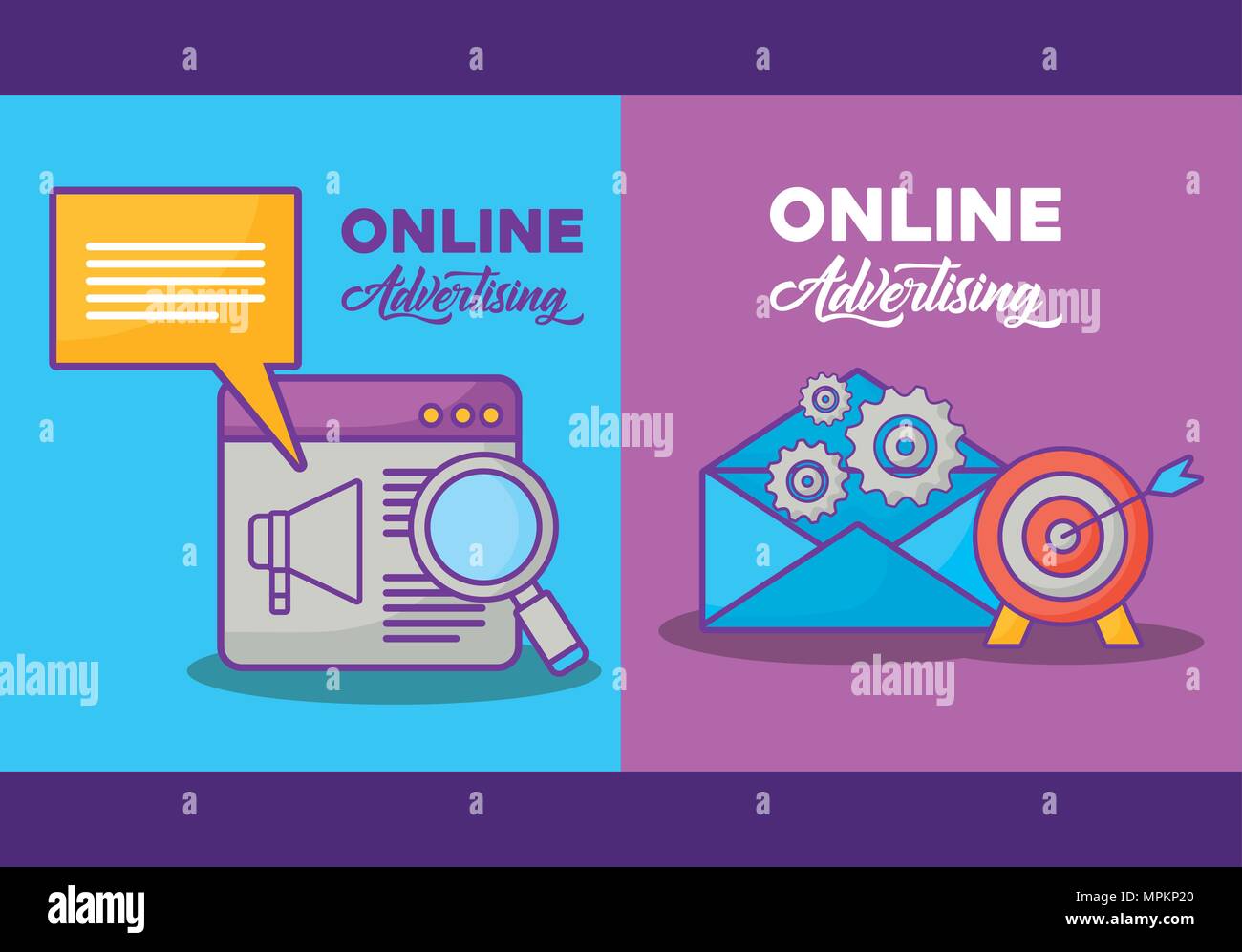 online advertising design with web interface and related icons over ...