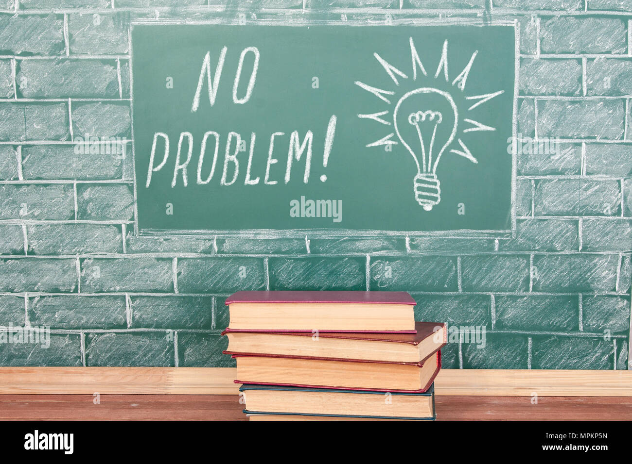 Education concept with NO PROBLEM inscription and bulb drawing Stock ...