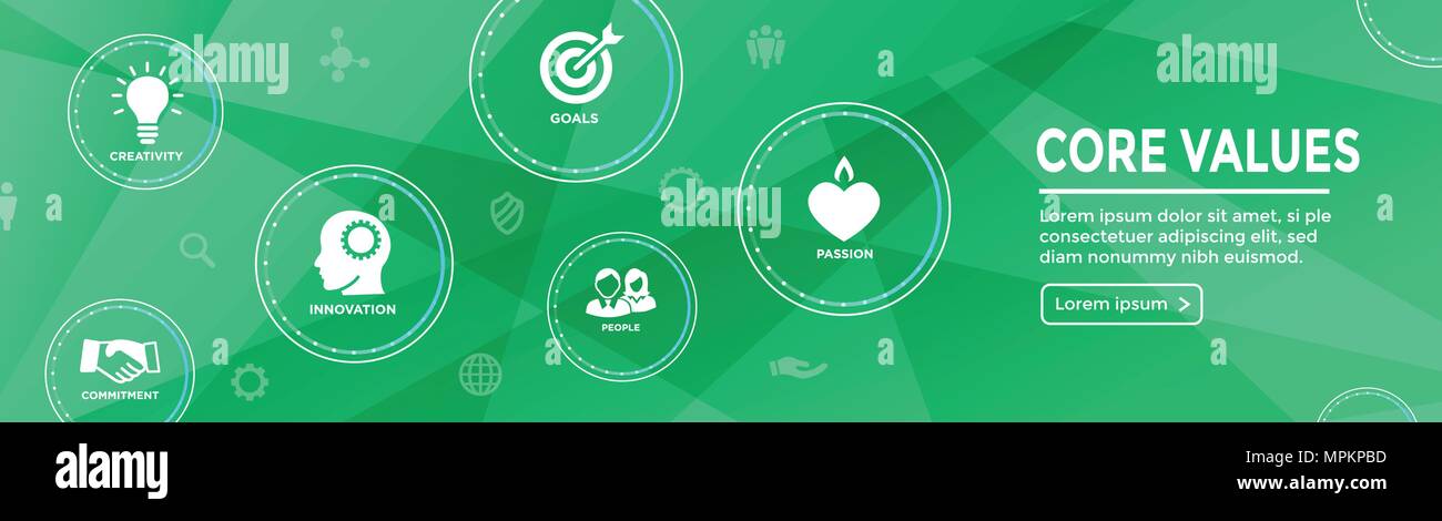 Core Values Outline Icon with person and collaborating / thinking ideas ...