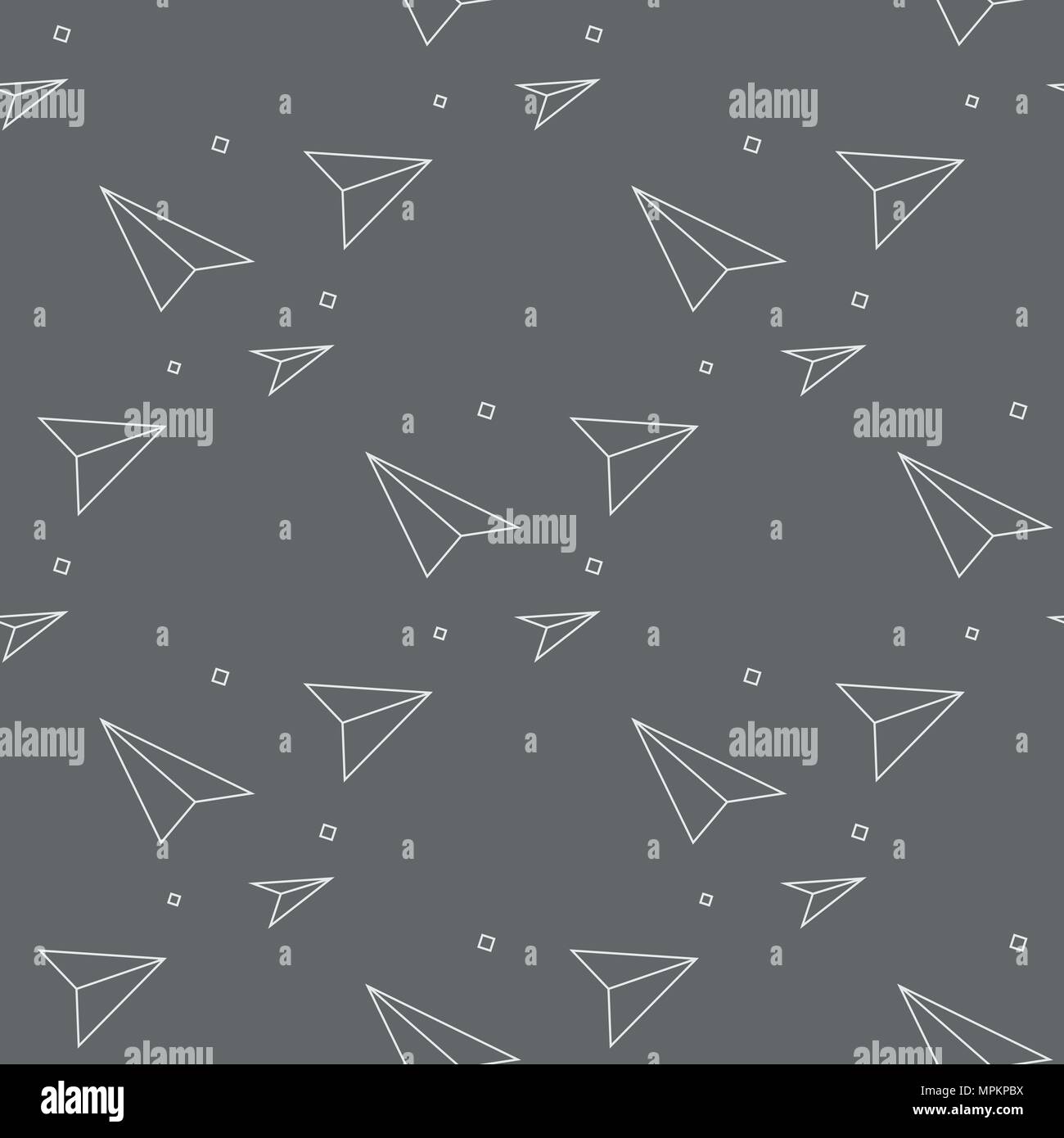 Seamless pattern with linear paper planes. Hand drawn background. Adult ...