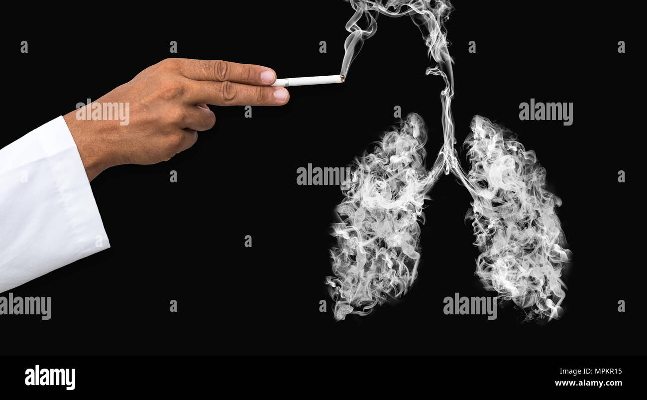 Illustration of a man shooting with a cigarette gun with a toxic smoke ...