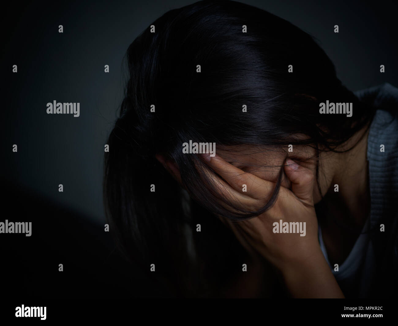 Sad Woman Hug Her Knee And Cry Sad Woman Sitting Alone In A Empty Room