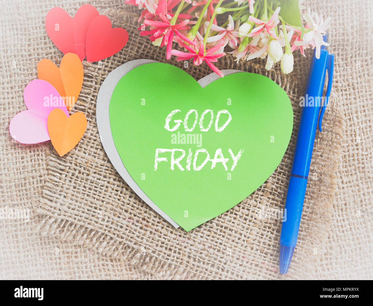 Good Friday concept. Poster mock up template with flower bouquet, color ...