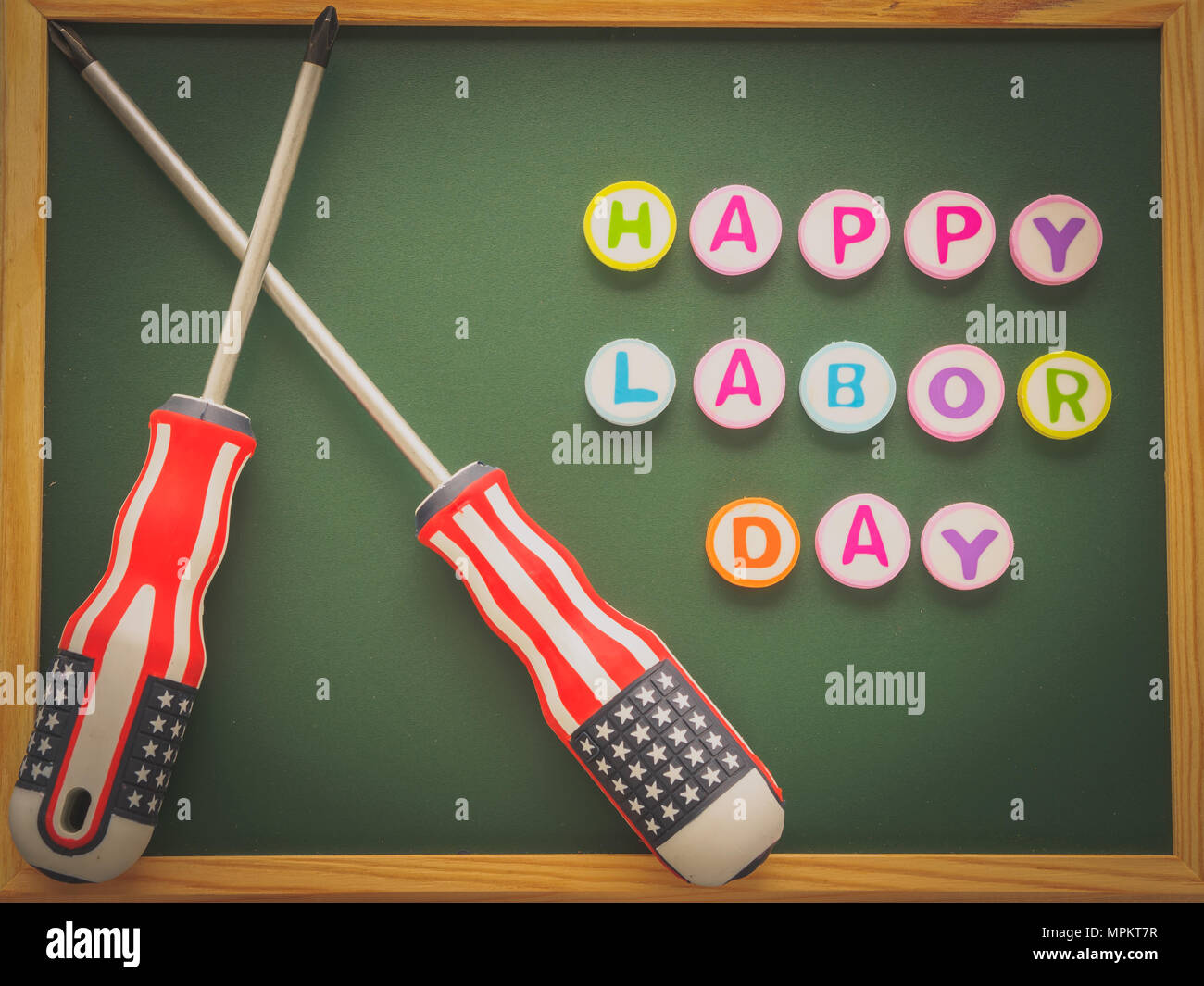 Labor day background concept - many handy tools with labor day text on ...