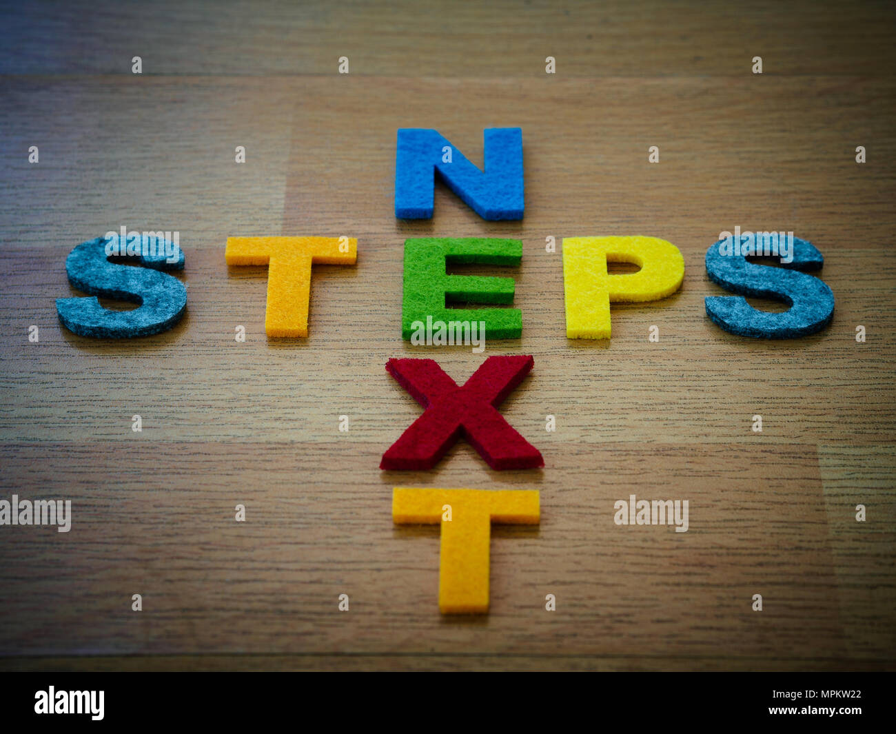 next steps concept in colorful letters on wooden blackboard Stock Photo ...