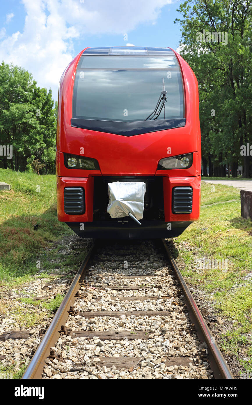 Front View of New Electric Engine Train Stock Photo - Alamy