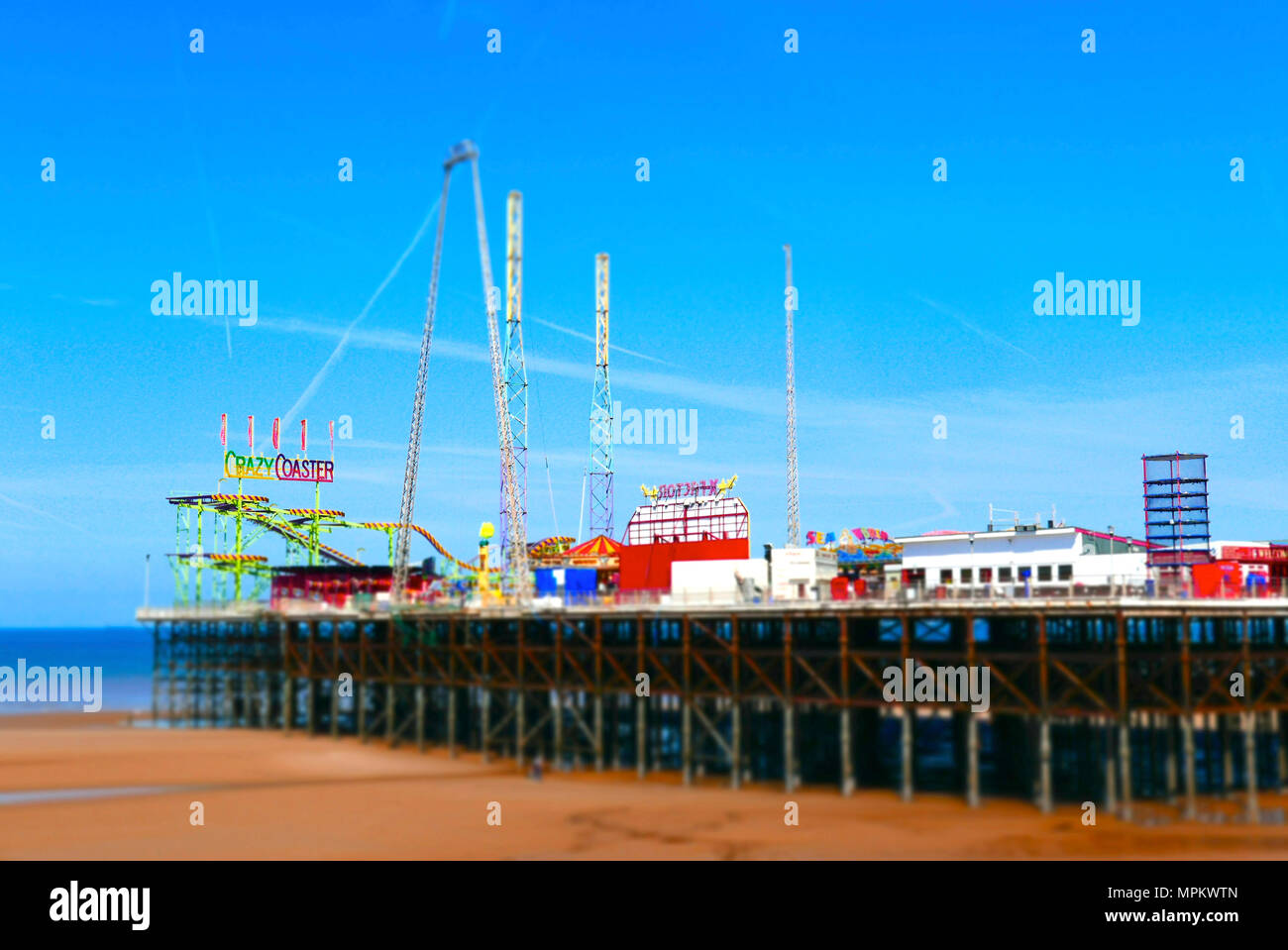 South Pier at low tide in spring,Blackpool,Lancashire,UK Stock Photo ...