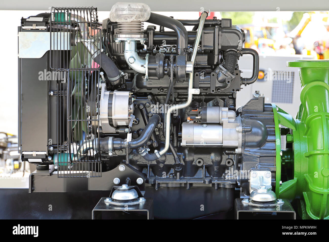 Big Diesel Engine With Water Pump Attachment Stock Photo - Alamy