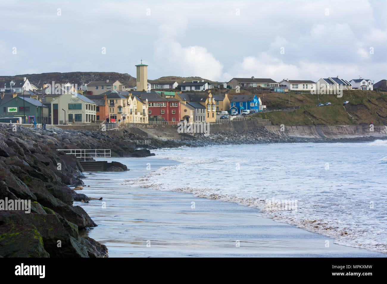 Lahinch beach and village along the Wild Atlantic Way in County Clare ...
