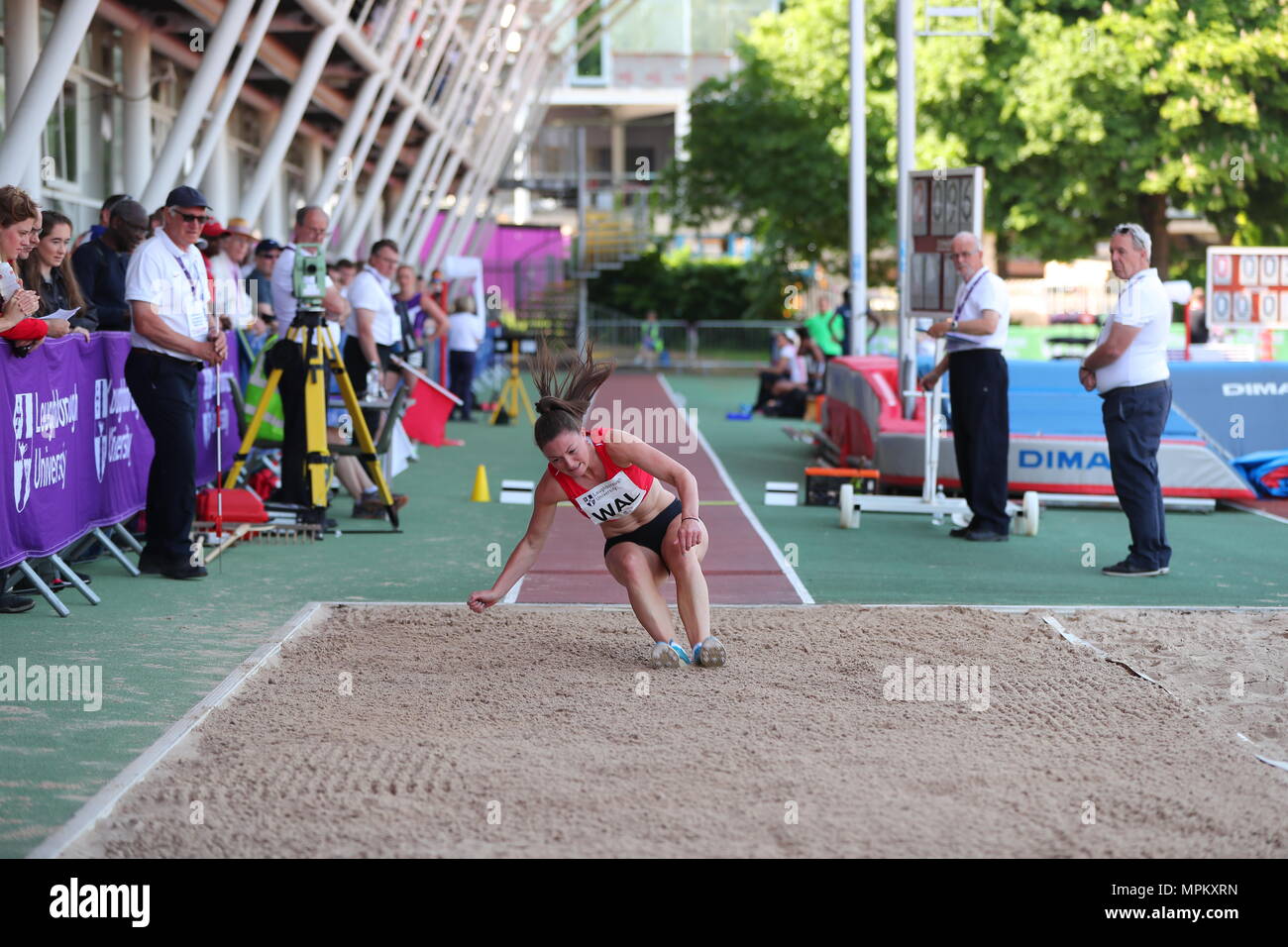 Loughborough, England, 20th, May, 2018. Sian Swanson competing in the ...