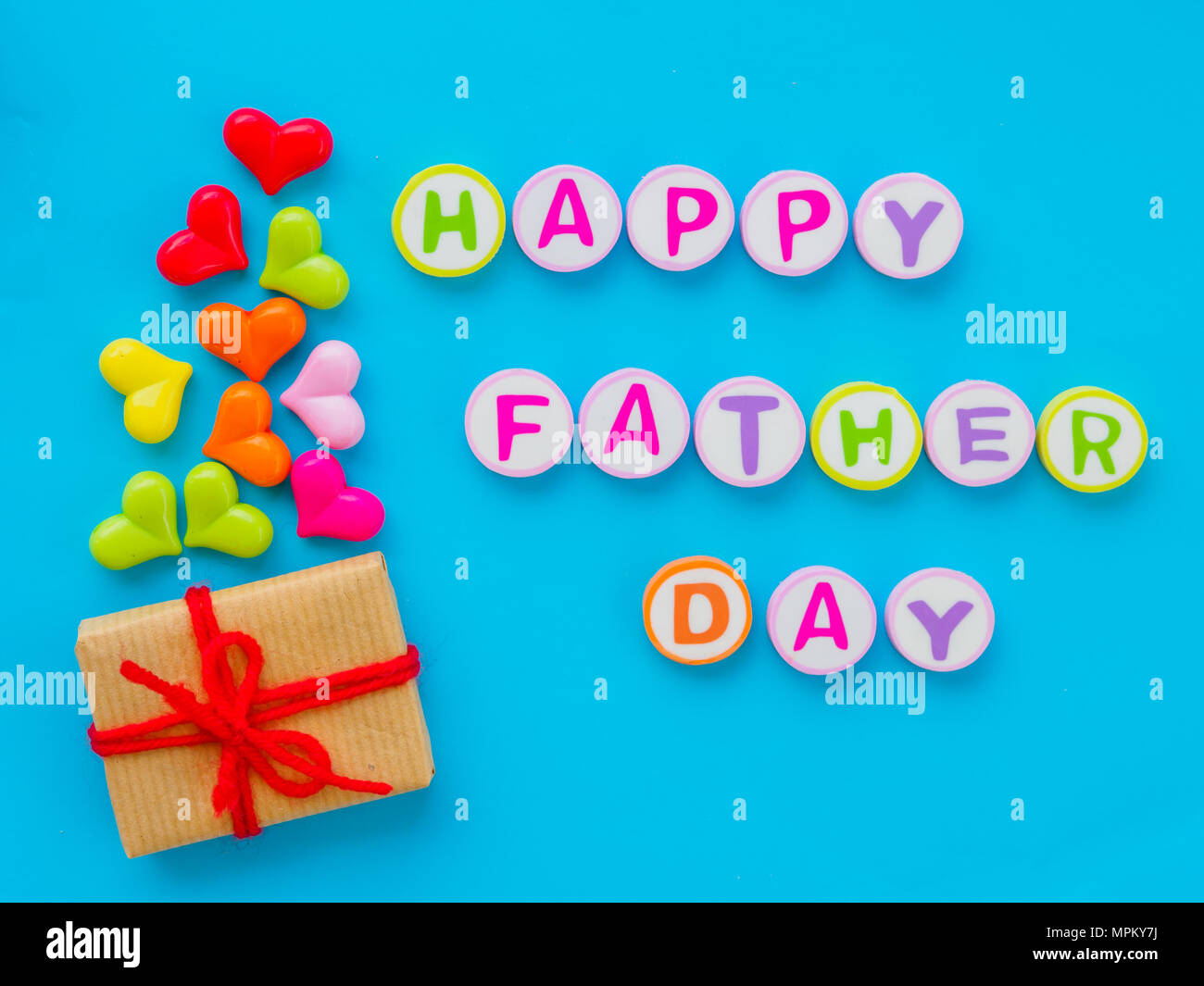 Father's day concept. HAPPY FATHER DAY alphabet with colorful heart and ...