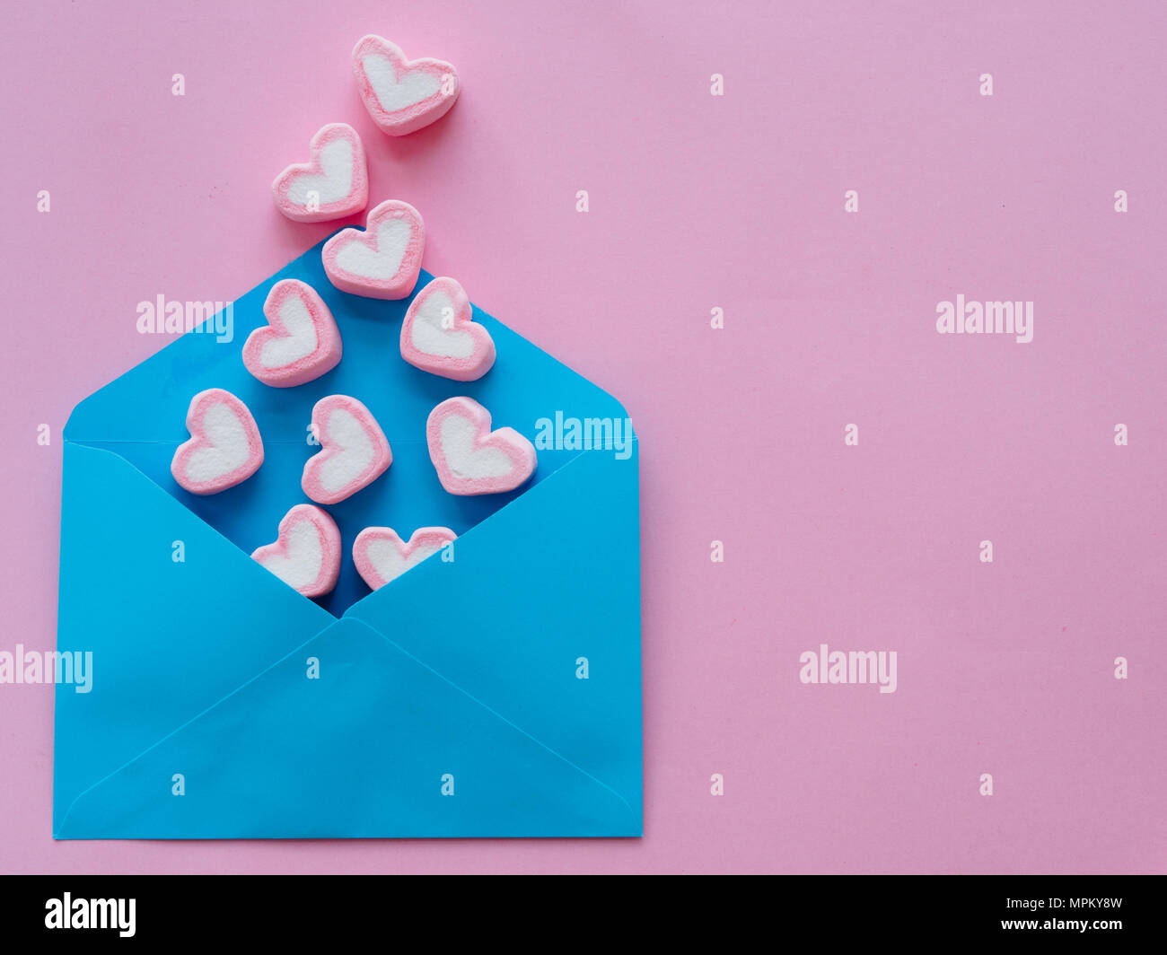 Love letter valentine's day concept. Closeup image of blue letter with ...