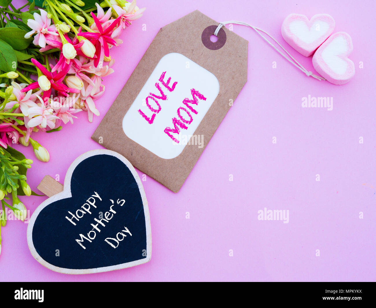 mother's day concept. LOVE MOM alphabet with flower on background Stock ...