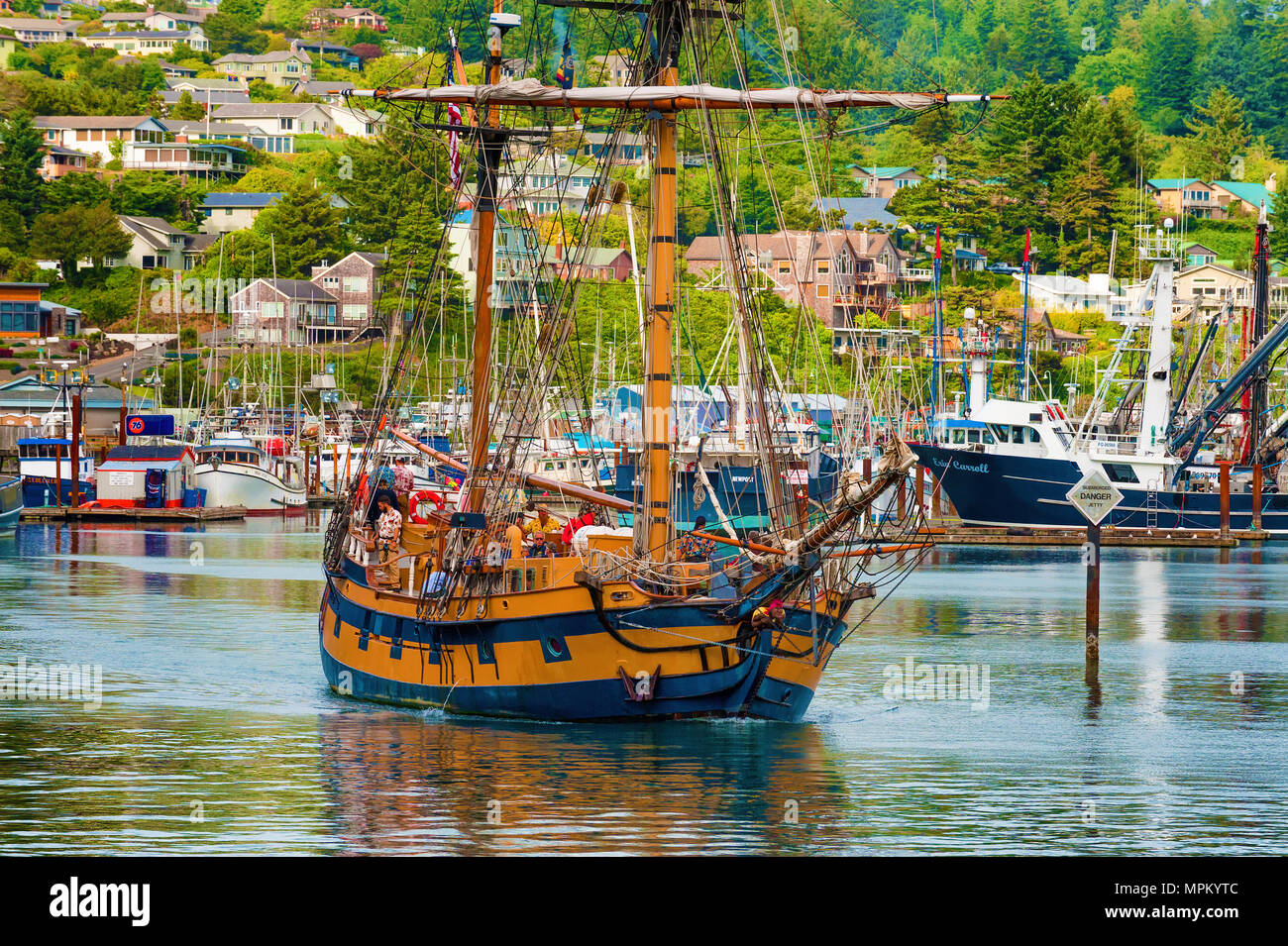 Newport, Oregon,USA - May 25, 2016: Tall ship the Hawaiian Chieftain ...
