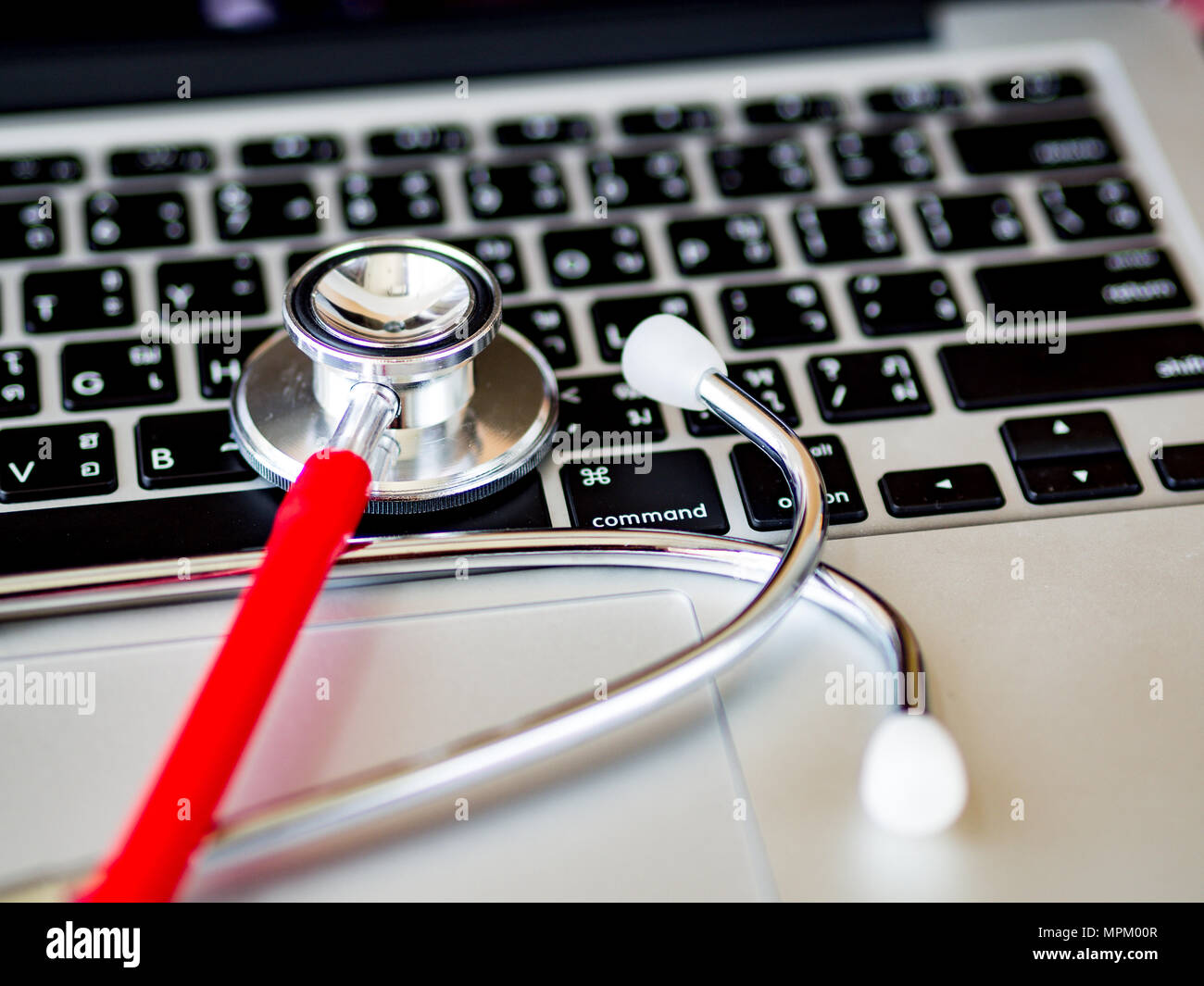 Desk doctor stethoscope notebook data hi-res stock photography and ...