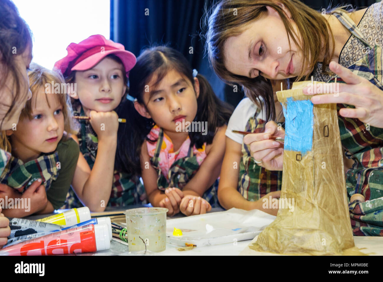 Student students painting paper mache hi-res stock photography and ...
